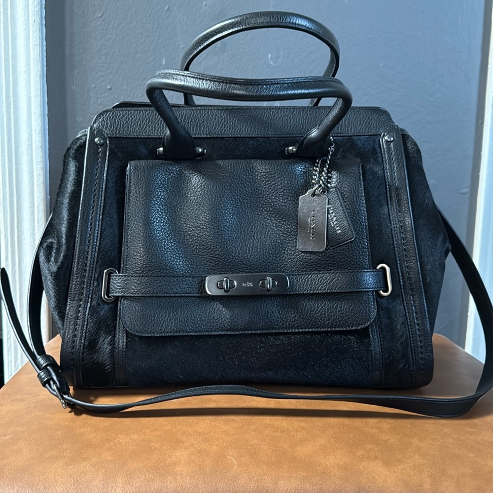 Rare Coach Bag With Black Leather/Hide Combo. - Gem